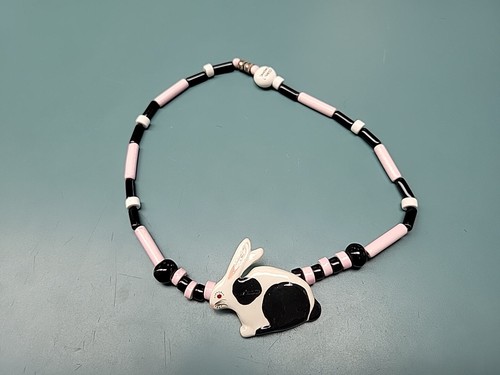 Vintage Ruby Z Candace Loheed Necklace Rabbit Bunny Ceramic, Colorful ...