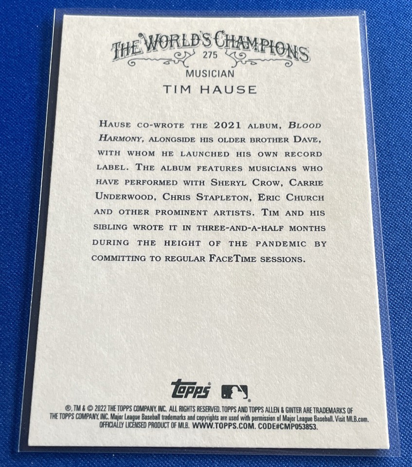 2022 Topps Allen & Ginter's - #275 Tim Hause Musician | eBay