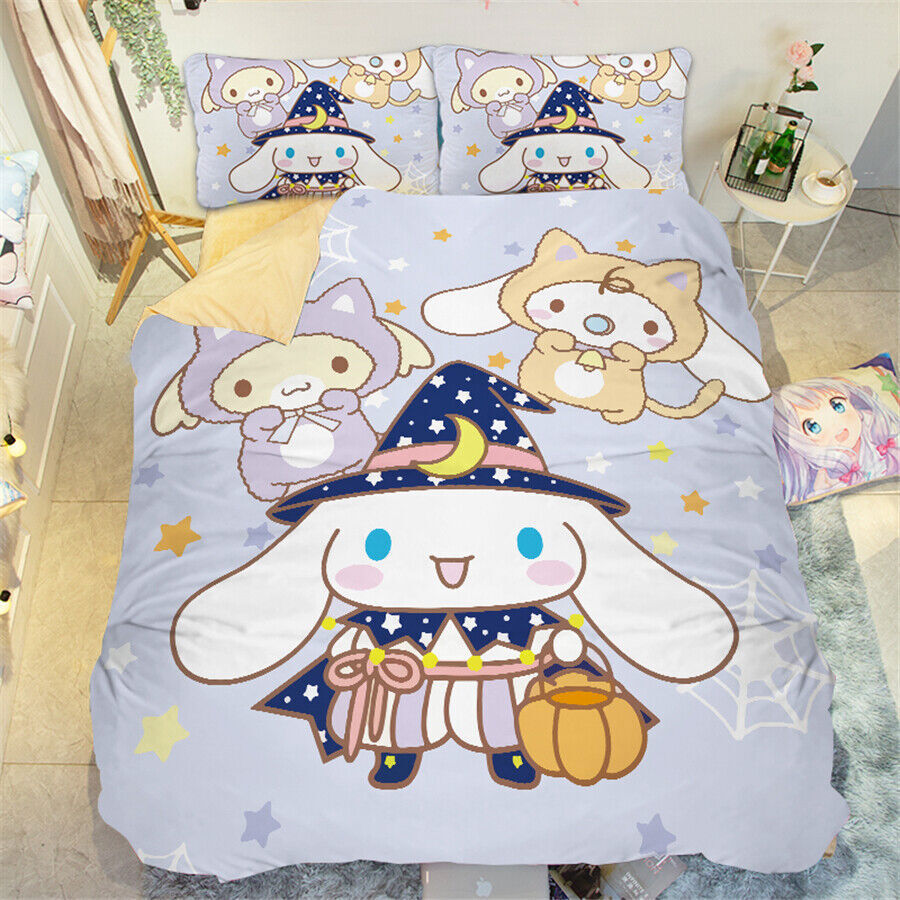 Cinnamoroll Cartoon Duvet Cover Bed Sheet Pillowcase Set for Twin Queen ...