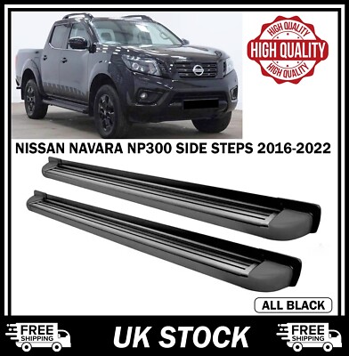 FOR NISSAN NAVARA D23 NP300 2015-2021 BLACK ALUMINIUM SIDE STEPS ...