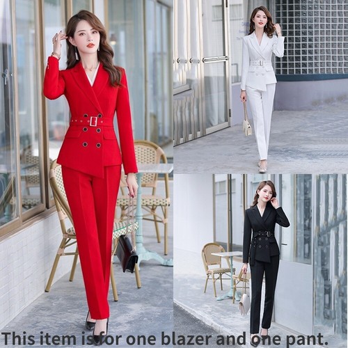 Women Business Office 2Pcs Suit Host Formal Wear Irregular Blazer ...