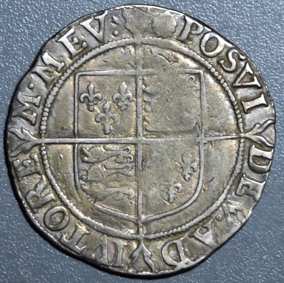 1584-86 1 SHILLING HAMMERED SILVER UK MM.Escallop Elizabeth I Sp#2562 ...