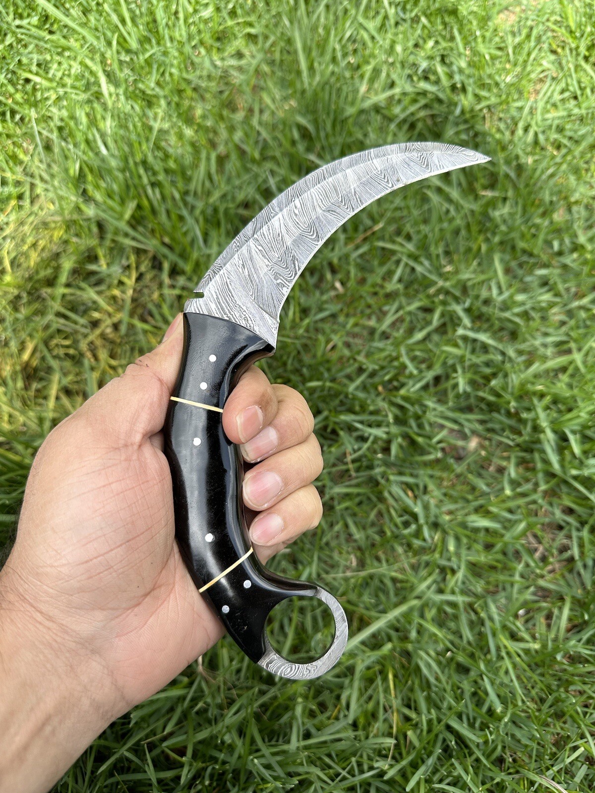 HANDMADE SICKLE DAMASCUS STEEL HUNTING KARAMBIT SURVIVAL CLAW KNIFE ...