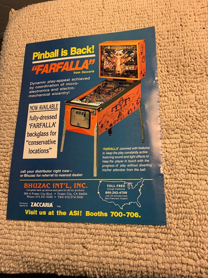 11- 8 14” Mr Do Farfalla Zaccaria Pinball arcade video game AD FLYER | eBay