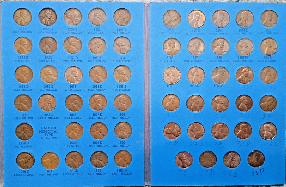 Lincoln Cent Collection in Whitman Book No. 2 - Complete 88 Coins 1941 ...