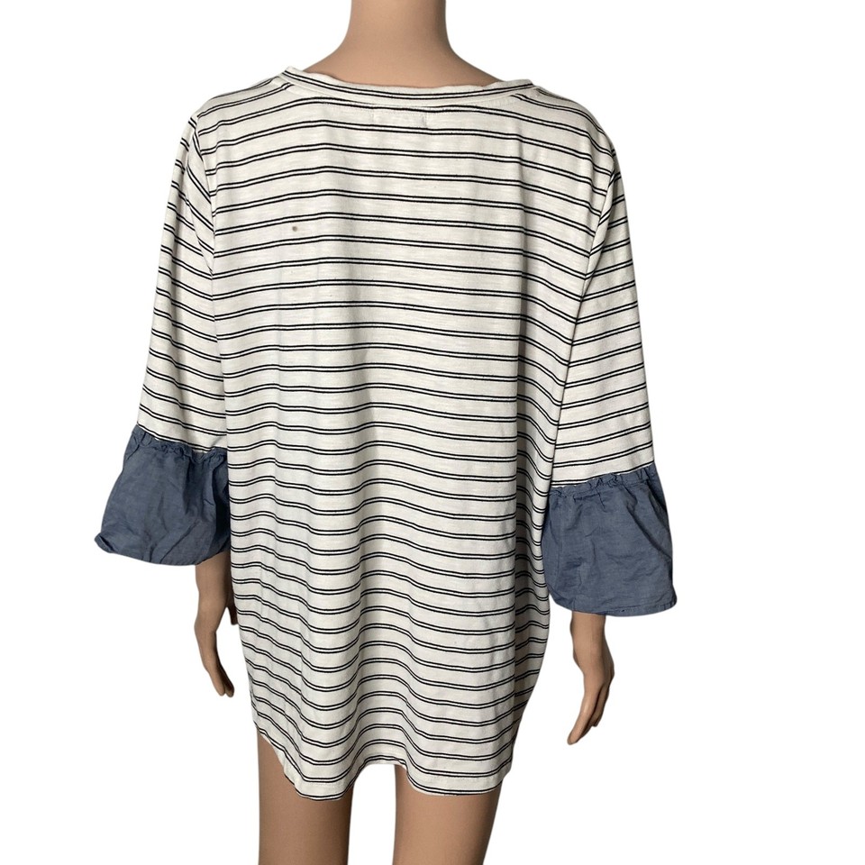 Lane Bryant Shirt Womens 18/20 Striped Bell Sleeve White Blue Plus | eBay