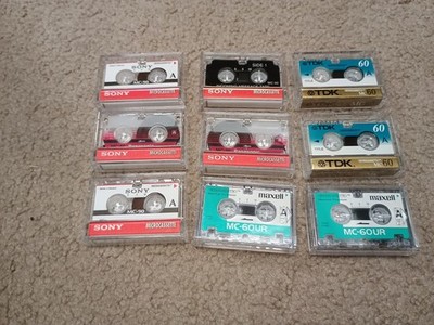Microcassette Lot 9 Tapes TDK Sony MC-60 Dictaphone RadioShack Maxell ...