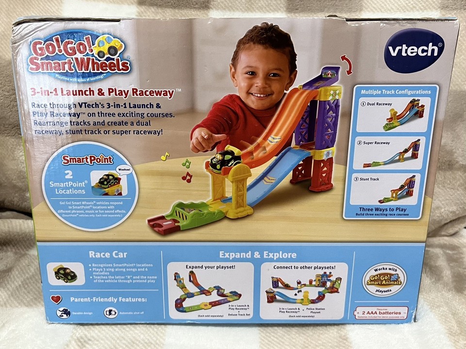 VTech Go! Go! Smart Wheels 3-in-1 Toy Car Launch & Play Raceway Track ...