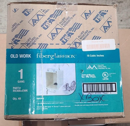 Old Work 48ct Fiberglass Box Receptacle Outlet Box R9368=EWK / 18 Cubic ...