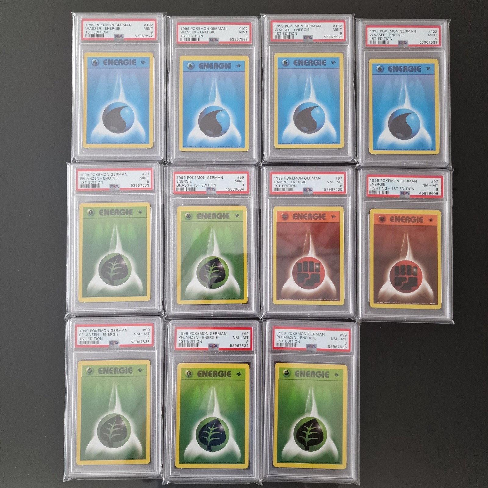 Pokemon Base 1. Edition Deutsch Karten PSA 9 MINT 11 Stück im Set 1999 ...