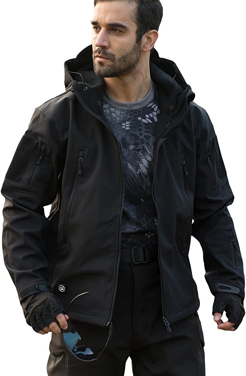 FREE SOLDIER Men's Waterproof Soft Shell Hooded Military Tactical ...