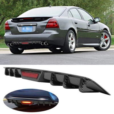 Carbon Fin Rear Diffuser Bumper Spoiler Lip w/LED Light For Pontiac ...
