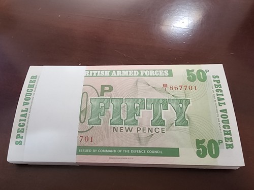 British Military Banknotes, 50 Pence 6th Series, a bundle 100 ...