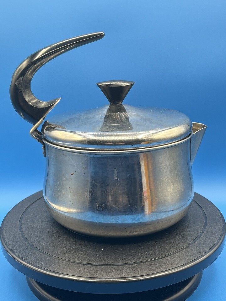 Farberware 2 Quart Stainless Steel Tea Pot Kettle Mid Century Modern ...