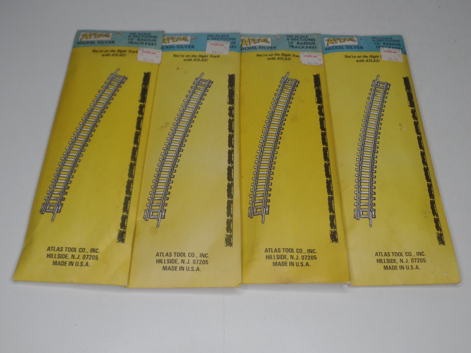 Atlas HO Scale 1:87 Gauge 6-Sections 15" Radius Curved Track #831 ...