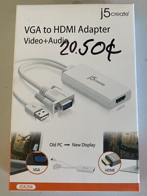 J5 Create VGA To HDMI Video + Audio Adapter White JDA204 Brand New | eBay