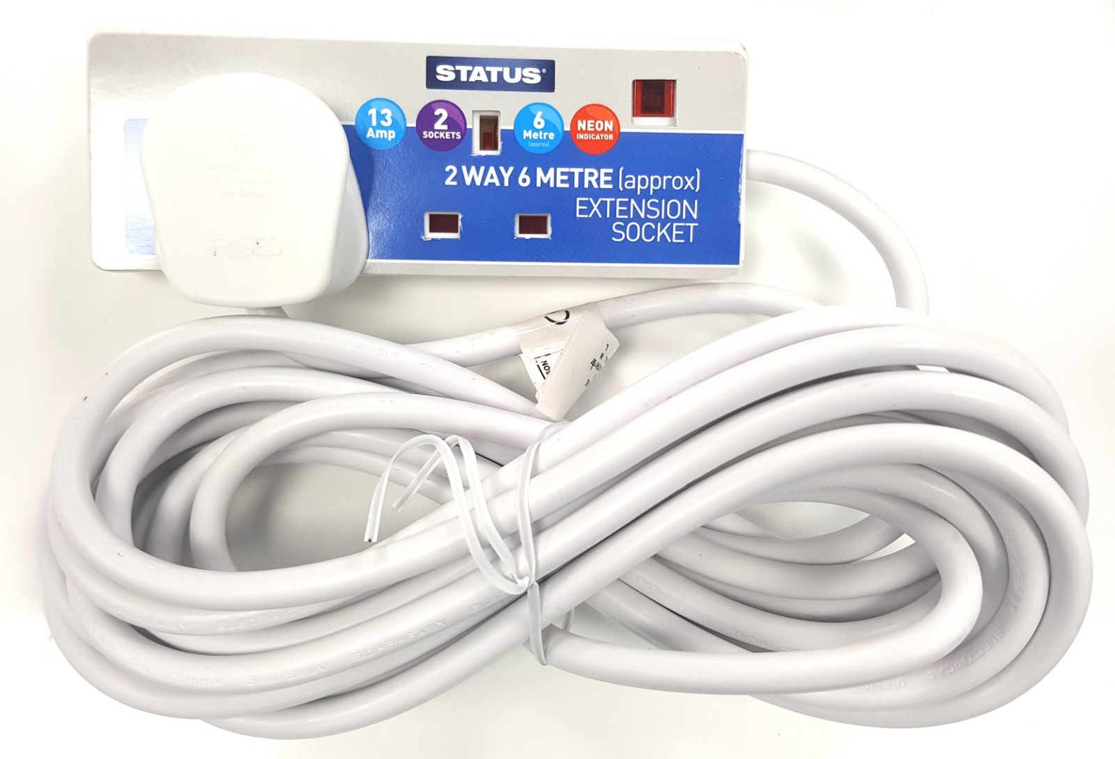 2 4 6 10 Way Gang 2m 5m 10m mains Extension Lead CableTower Surge ...