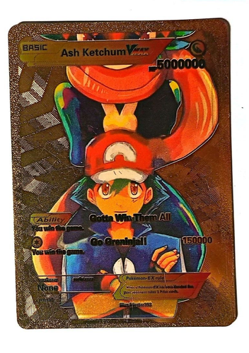 Golden Pokemon Card Hp 5000000 Ash Ketchum VMax | eBay