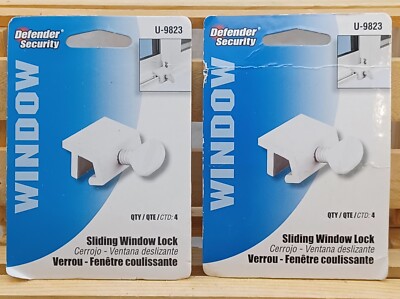 8x's Sliding Window Locks U-9823 Defender Security - White - 2 Packs/4 ...