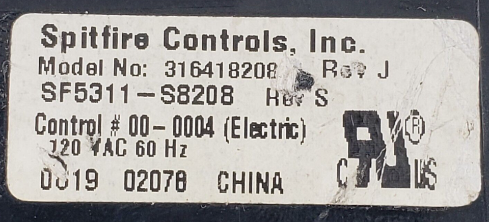 Genuine Frigidaire Range Control 316418208 Same Day Shipping & 60 Days ...