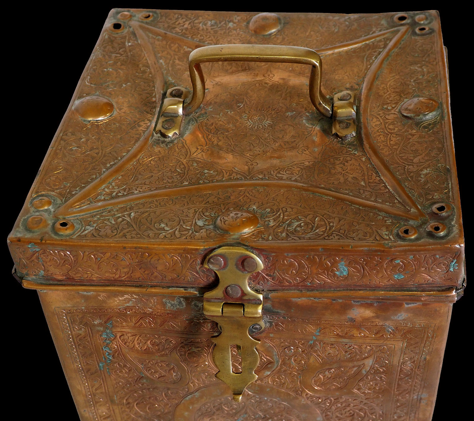 antik Massiv Kupfer Kiste Truhe gefäß büchse schatulle islamic copper ...