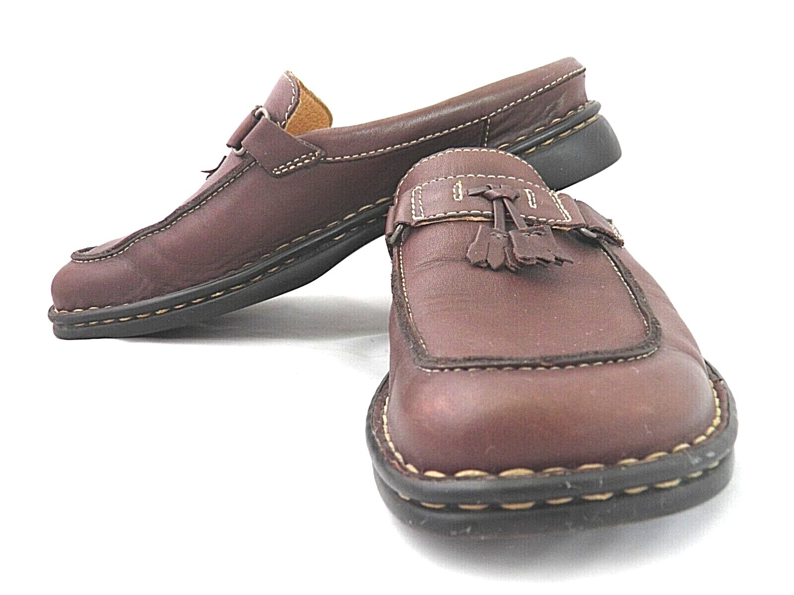 Womens Born Brown Leather Loafers Comfort Shoes Mules… - Gem