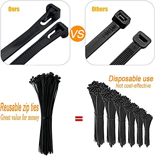 Releasable Reusable Zip Ties 12 Inch Heavy Duty Zip Tie 100 Pack 100lb ...