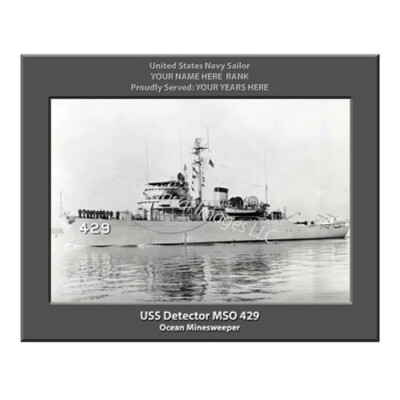 USS Detector MSO-429 Personalized Canvas Ship Photo Print Navy Veteran ...