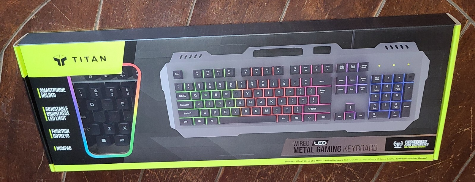 TITAN Wired LED Metal Gaming Keyboard w/Smartphone Holder #GAKB-0008 | eBay