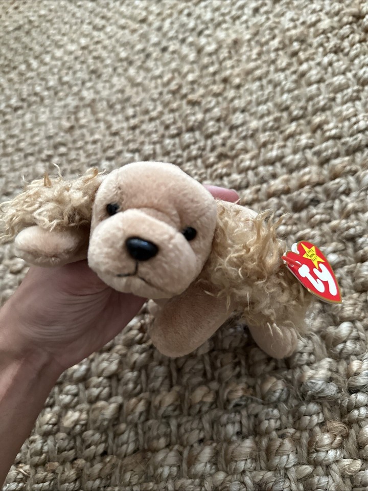 RARE RETIRED 1997 TY BEANIE BABY SPUNKY THE DOG WITH PE PELLETS/TAG ...