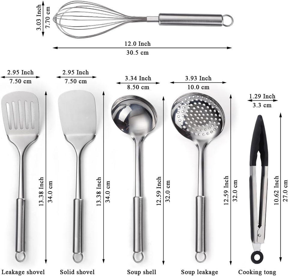 Stainless Steel Cooking Utensils Set 6 Pieces, Kitchen Tools Set ...