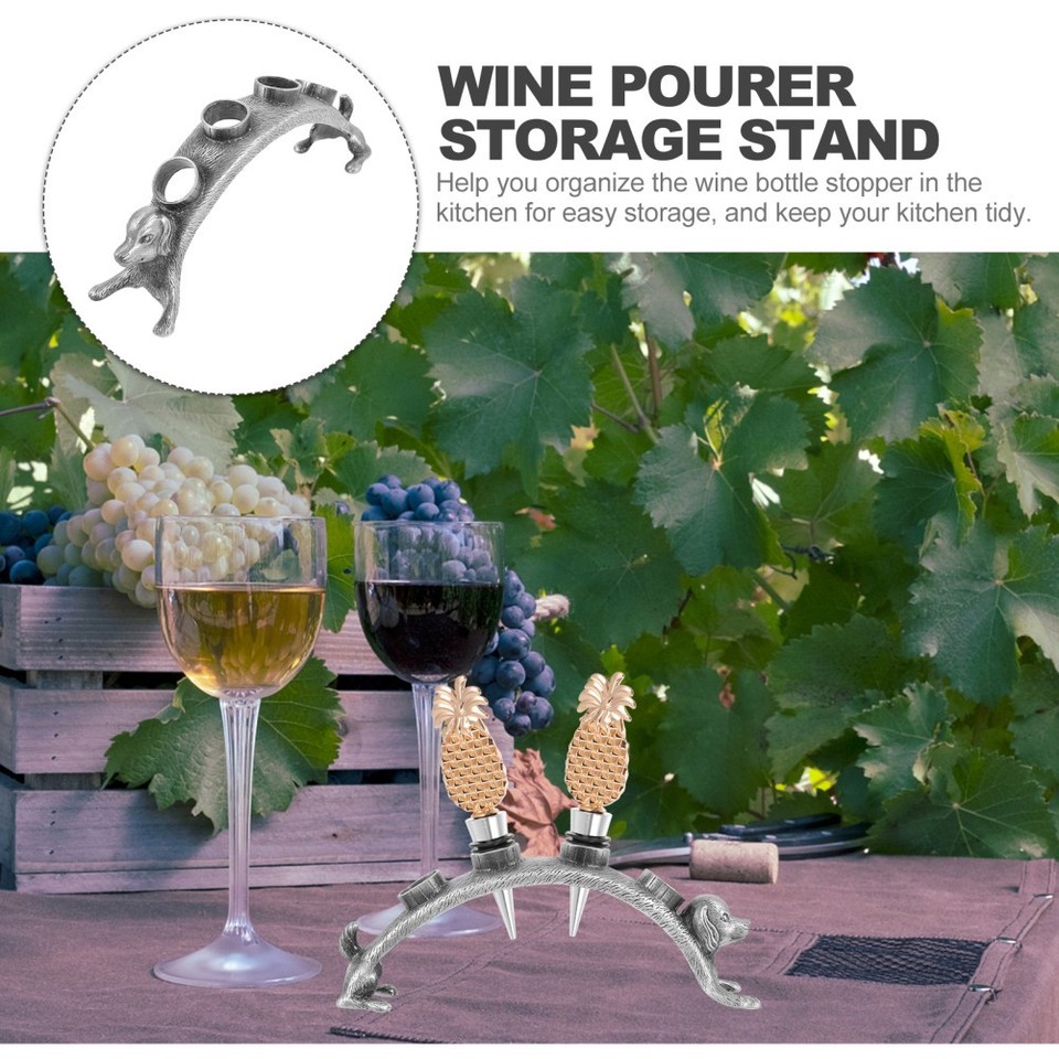 Zinc Alloy Wine Stopper Stand Dog Shaped Wine Pourer Rack Bottle Holder ...