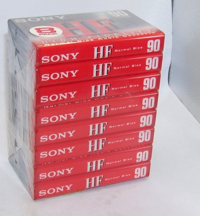 SONY HF HIGH FIDELITY 90 MINUTE BLANK CASSETTE TAPES 8 PACK NEW OLD ...