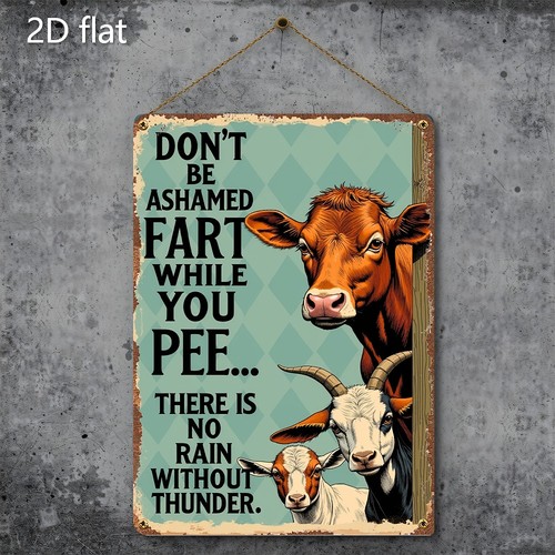 2D Humorous Cow Metal Wall Sign Rustic Farmhouse Home Office Garden ...