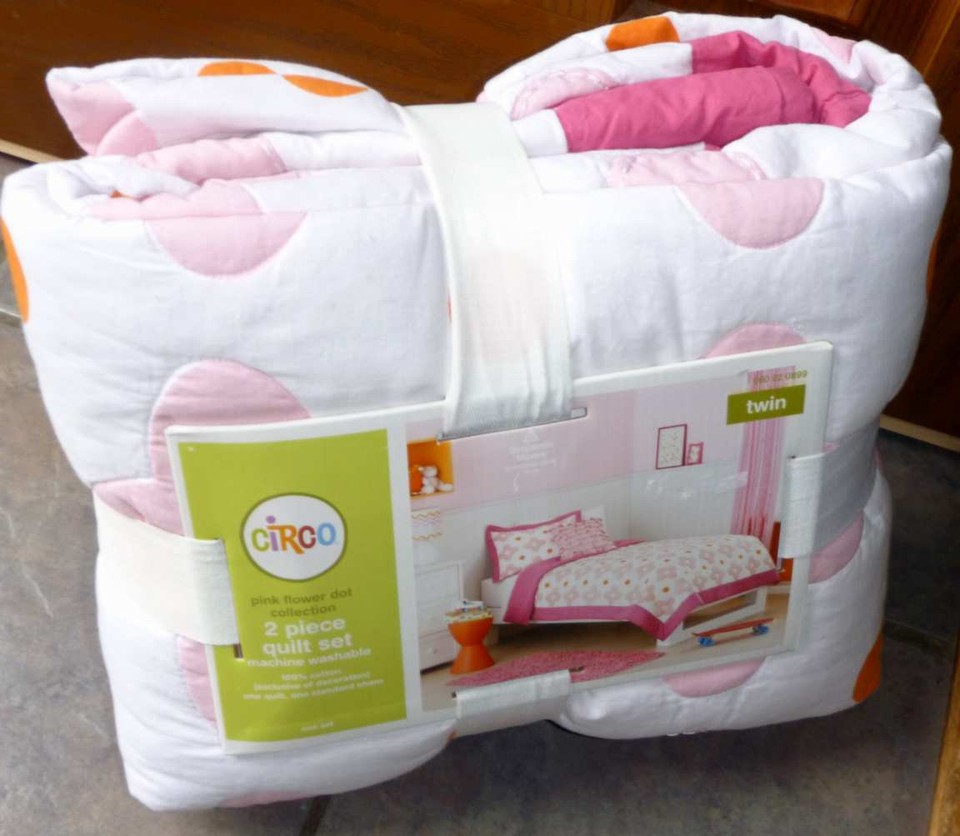 Circo Pink Flower Dot Girls Quilt Sham Bed Set-F/Queen-Twin-Orange ...