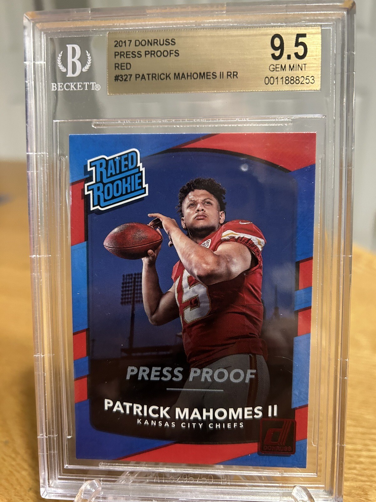 2017 Donruss Patrick Mahomes Rated Rookie RC SP Red Press Proof BGS 9.5 ...