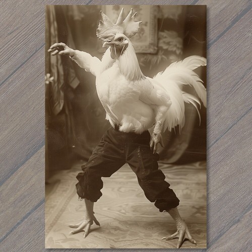 POSTCARD Rooster Chicken Mask Costume Man Strange Unusual Weird Creepy ...