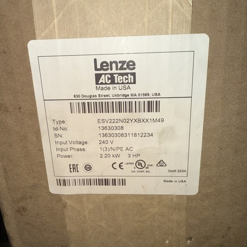 Lenze AC Tech ESV222N02YXB SMVector Inverter Drive 240V 3HP New Open Box | eBay