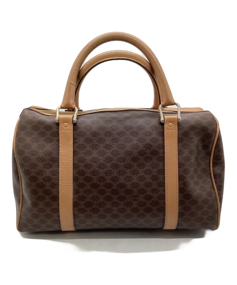 CELINE Mini Boston Bag Hand Bag Tote Purse Macadam Brown Beige ...