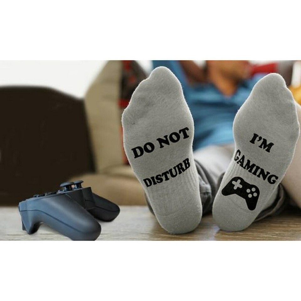 2 PAIR Funny Cotton Socks for Gamers - Do Not Disturb I'm Gaming Men's ...