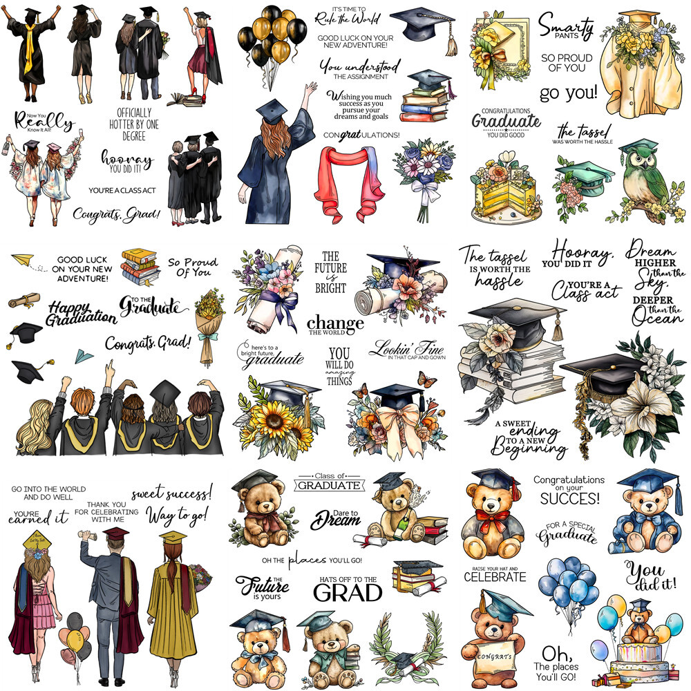 Graduation Grad Metal Cutting Dies Clear Stamps Set Card Making ...