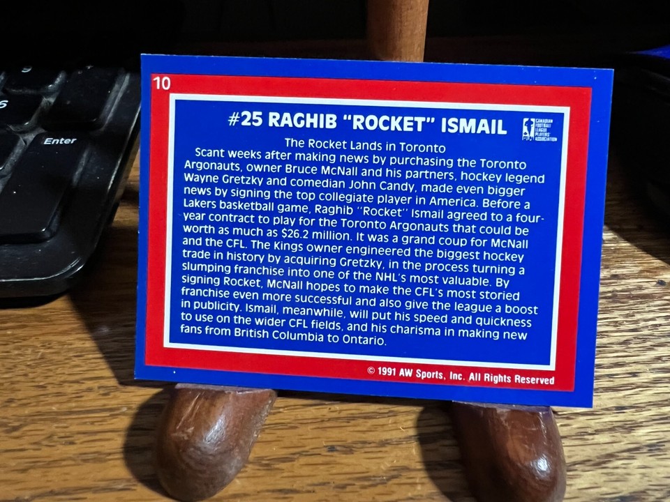 1991 AW Sports CFL Football Card #10 Raghib Rocket Ismail Toronto ...