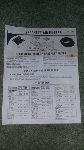 Beech BARON Brackett Air Filter BA6210-1 Fits Beech 55 STC SA71GL | eBay