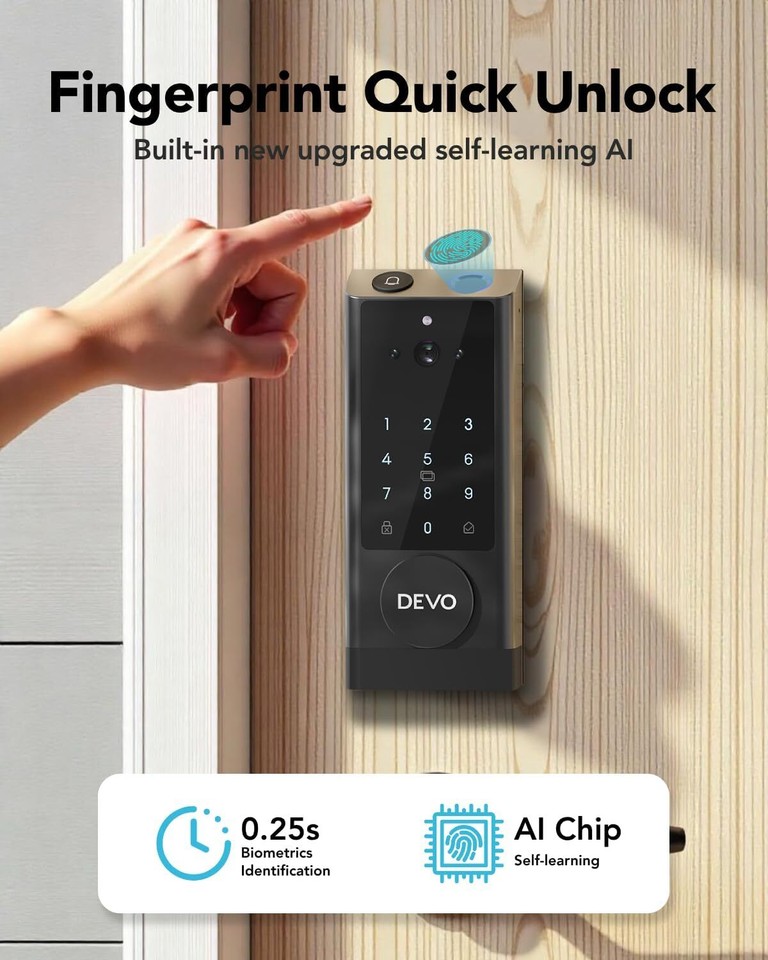 DEVO G1 Video Smart Lock | Camera & Doorbell 6-in-1 Keyless Entry | Black | eBay