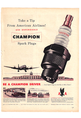 Champion Spark Plugs Ad Vintage 1950s Car Garage Man Cave Wall Art ...