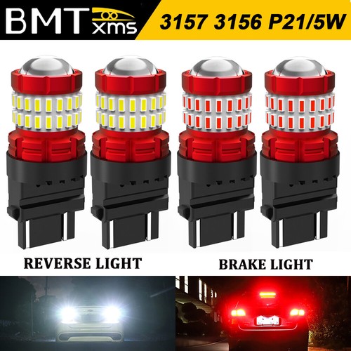 4X 3157 3156 LED Backup Reverse Brake Tail Light Combo White Red For ...