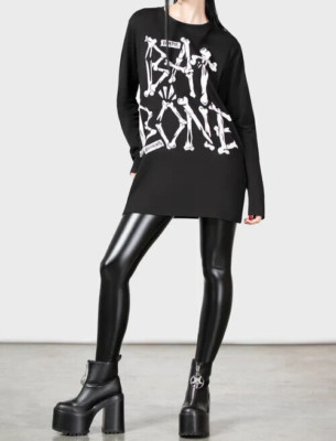 Killstar Batbone Long Sleeve Top Black Skeleton Gothic Alternative ...