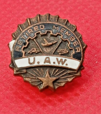 Vintage United Auto Workers Retired Member Trade Union Lapel Pin UAW DL ...