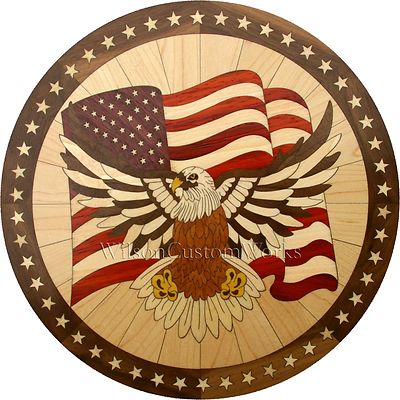 36" Wood Floor Medallion Inlay 286 Piece Patriotic eagle kit DIY ...