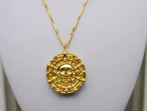 Pirates of The Caribbean Aztec Coin Double Sided Skull Gold Coin Cos ...